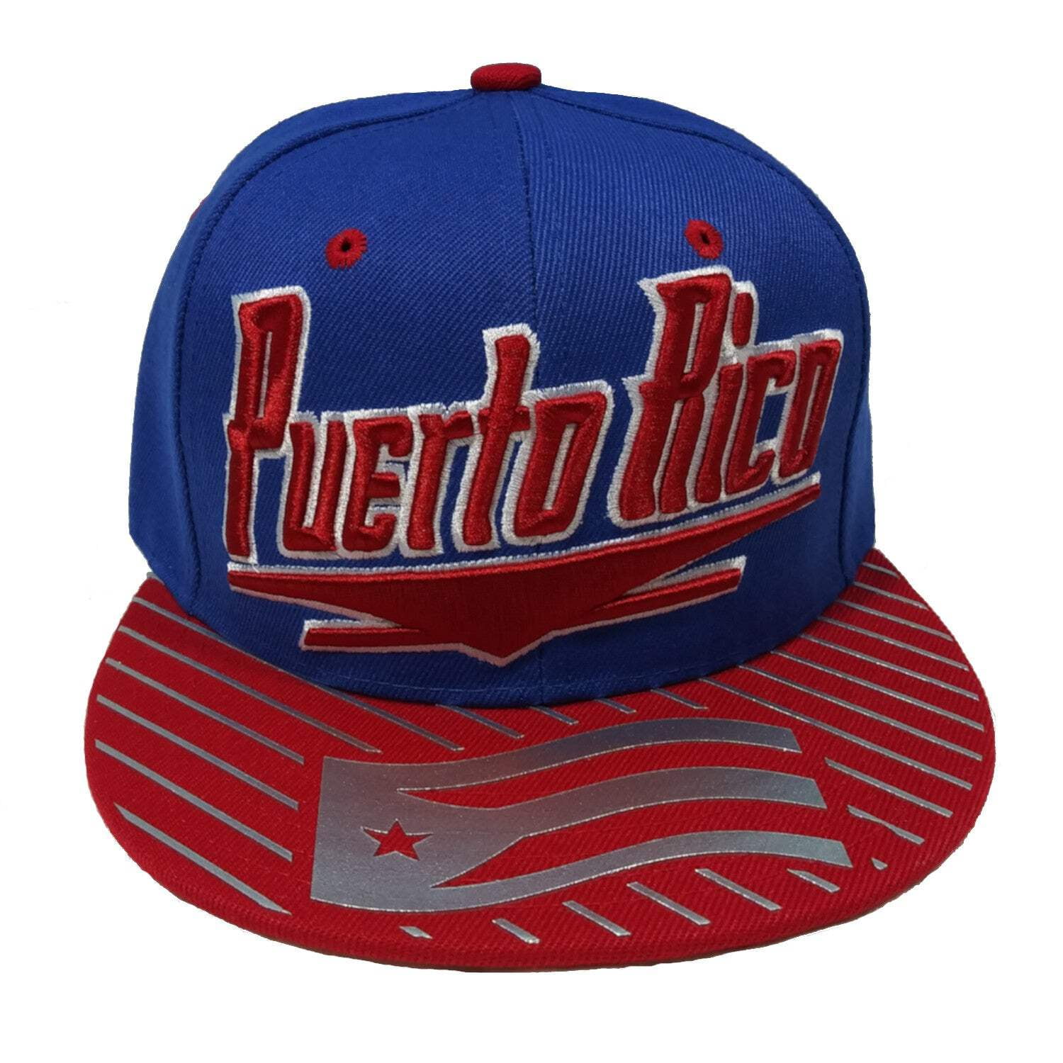 Puerto Rico Flag Shiny Brim Style Snapback Hat Cap (Blue/Red) - Walmart.com