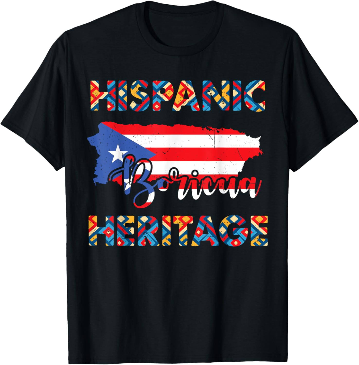 Puerto Rico Flag Shirt Hispanic Heritage Month Boricua Rican T-Shirt ...