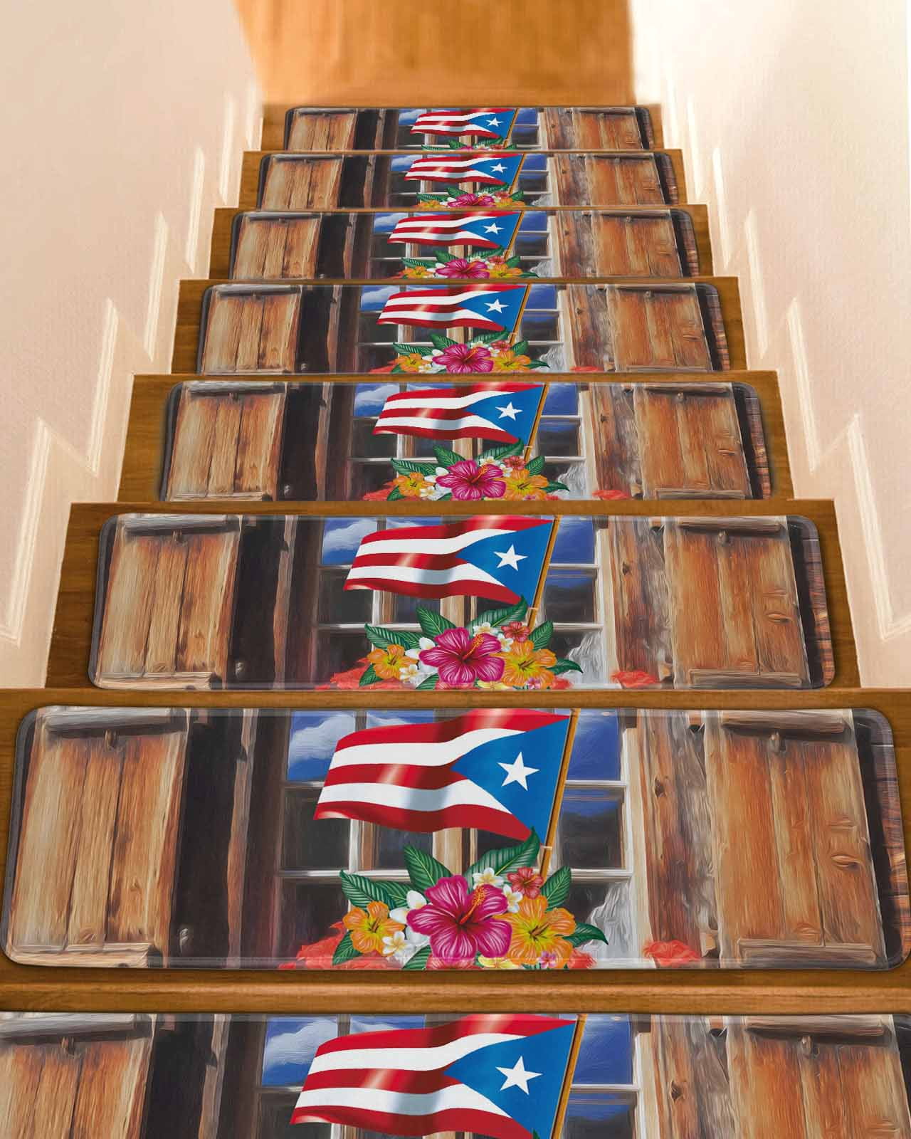 Puerto Rico Flag Stair Treads for Wooden Steps Indoor Runner Rug Carpet ...