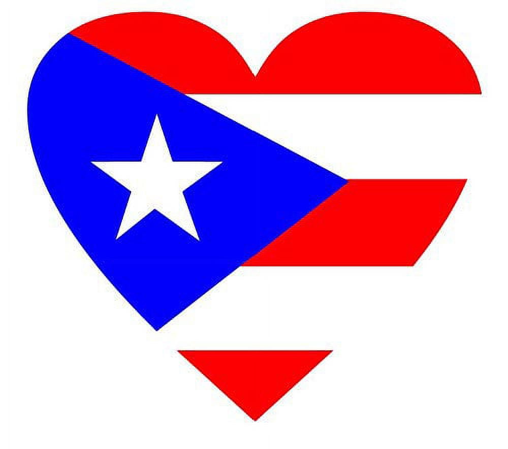 Puerto Rico Flag Sticker (Pack 2,) Vinyl Decal,Heart Shape Flag, Bandera, Boricua - Walmart.com