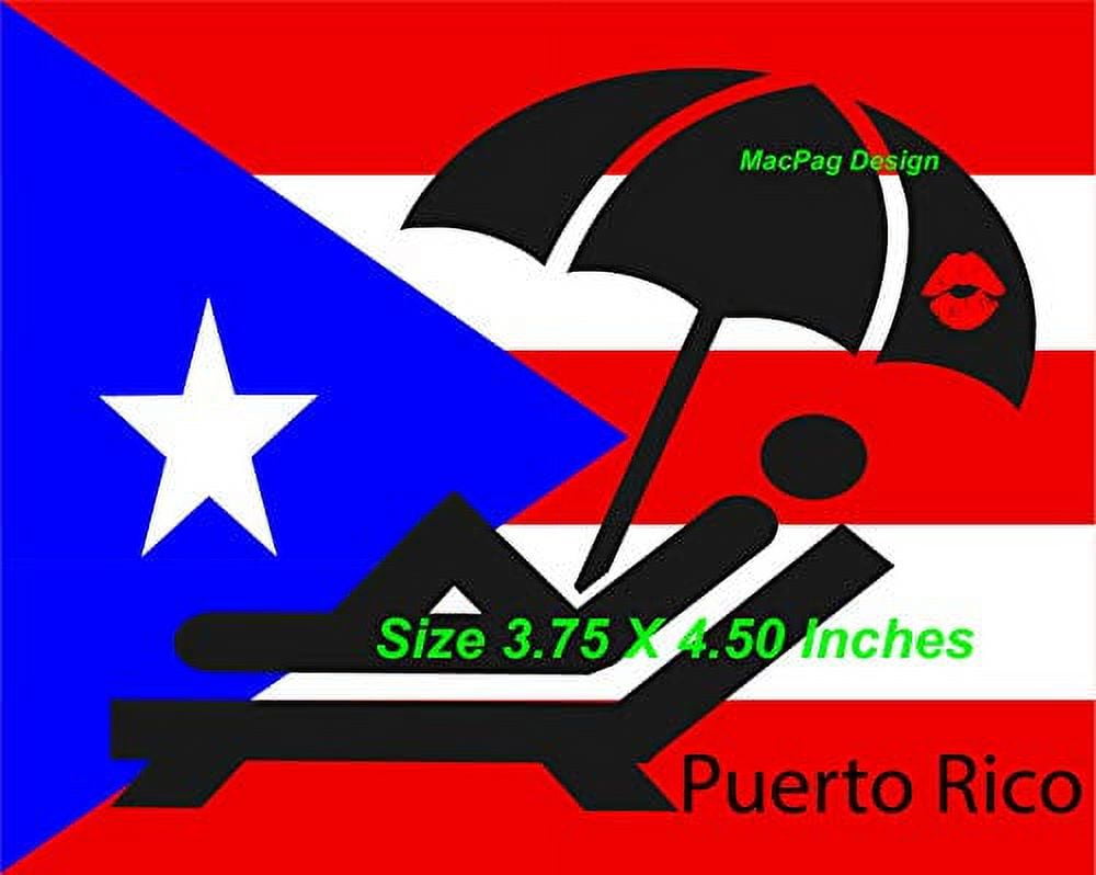Puerto Rico Flag Sticker (Pack of 2), Vinyl Decal, Puerto Rican Relaxing Beach - Walmart.com