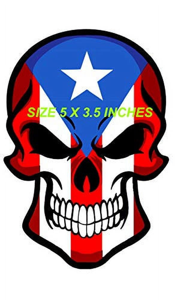 Puerto Rico Flag Stickers (Pack of 2), Vinyl Decal, Puerto Rican Skull, Bandera - Walmart.com