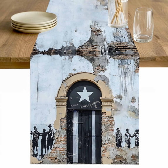 Puerto Rico Flag Table Runner - 36 Inch Long Retro Rustic Door Artwork ...