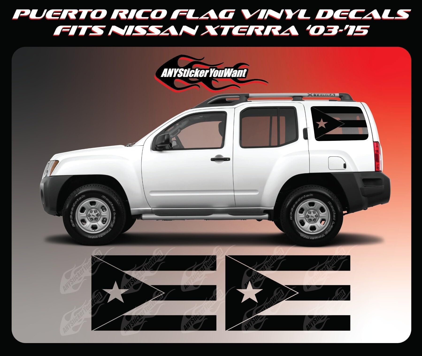 Puerto Rico Flag Vinyl Decal Window Stickers Compatible with and Fits Nissan Xterra 2003-2015 ...