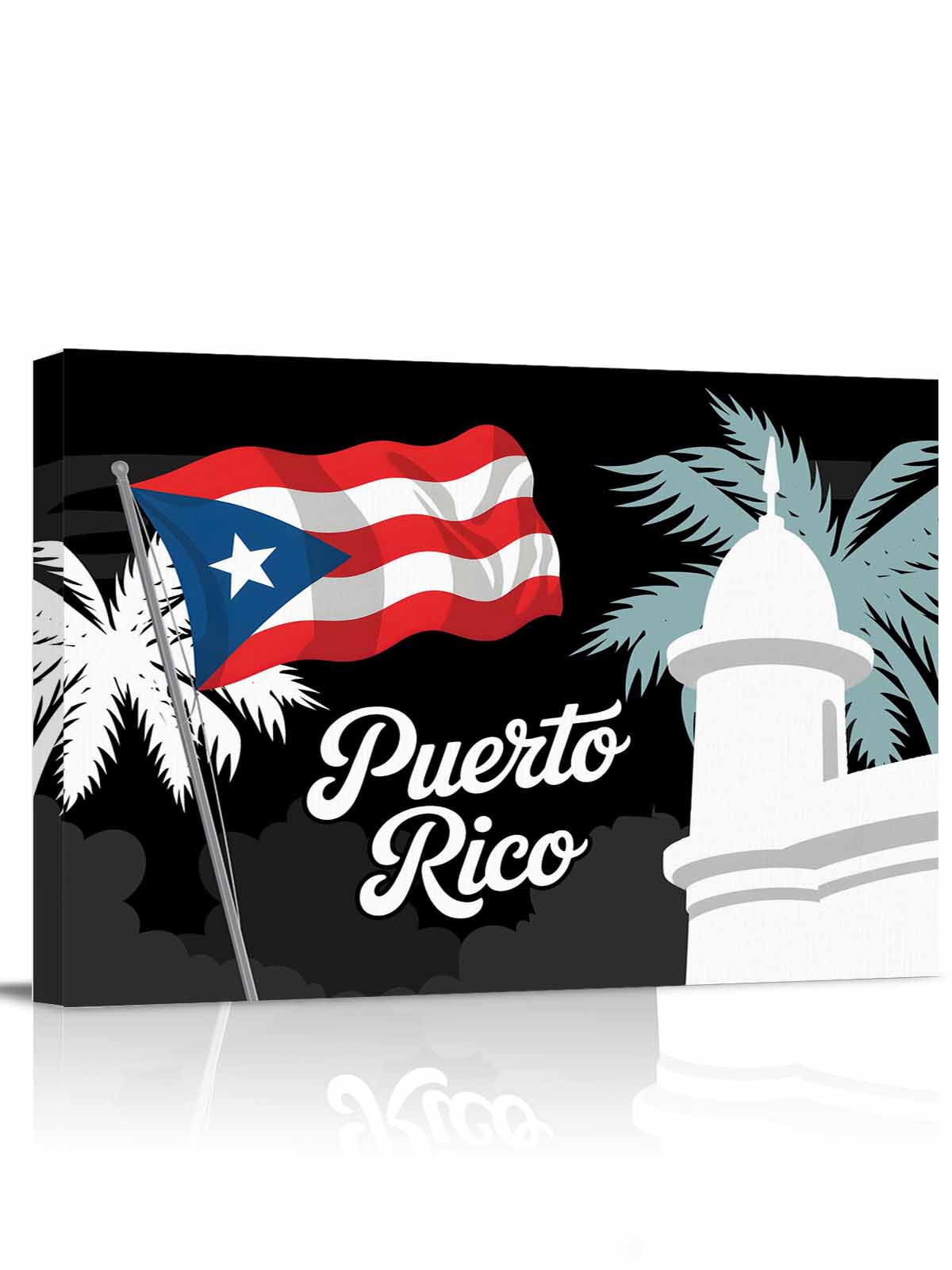 Puerto Rico Flag Wall Art for Living Room,Canvas Picture Wall Decor for ...