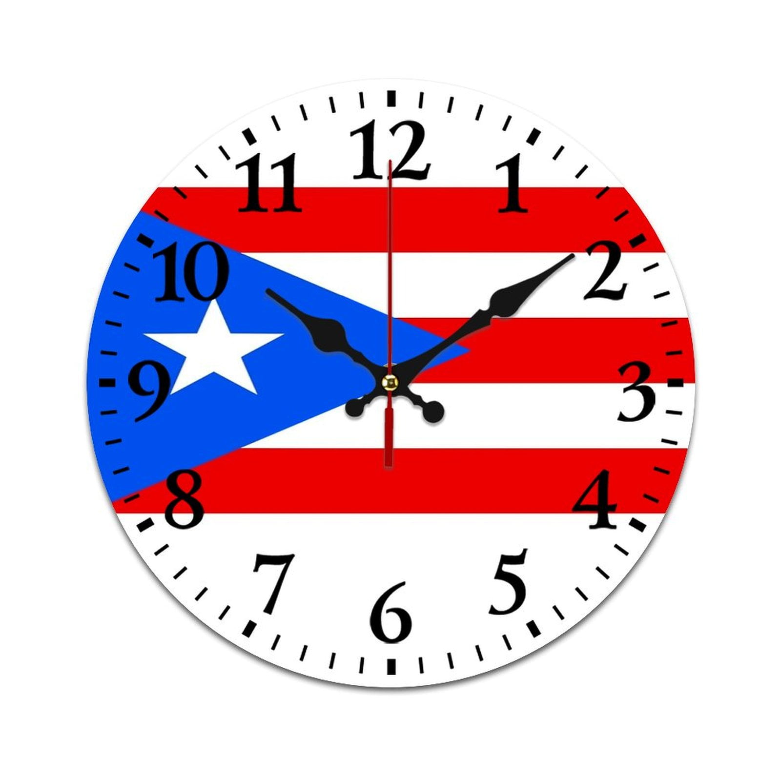 Puerto Rico Flag Wall Clock Modern Design Clocks Wall Hanging Home ...