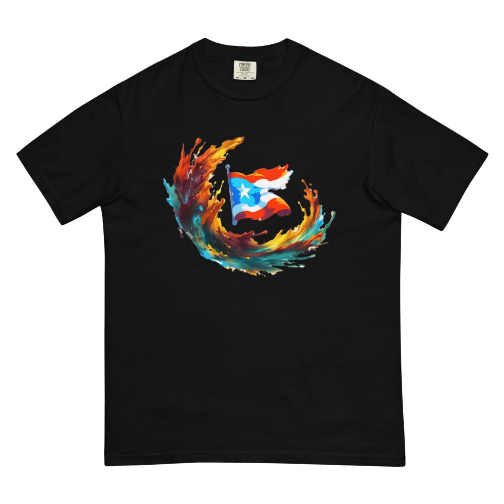 Puerto Rico Flag Water Paint | Unisex Garment-Dyed Heavyweight t-Shirt ...