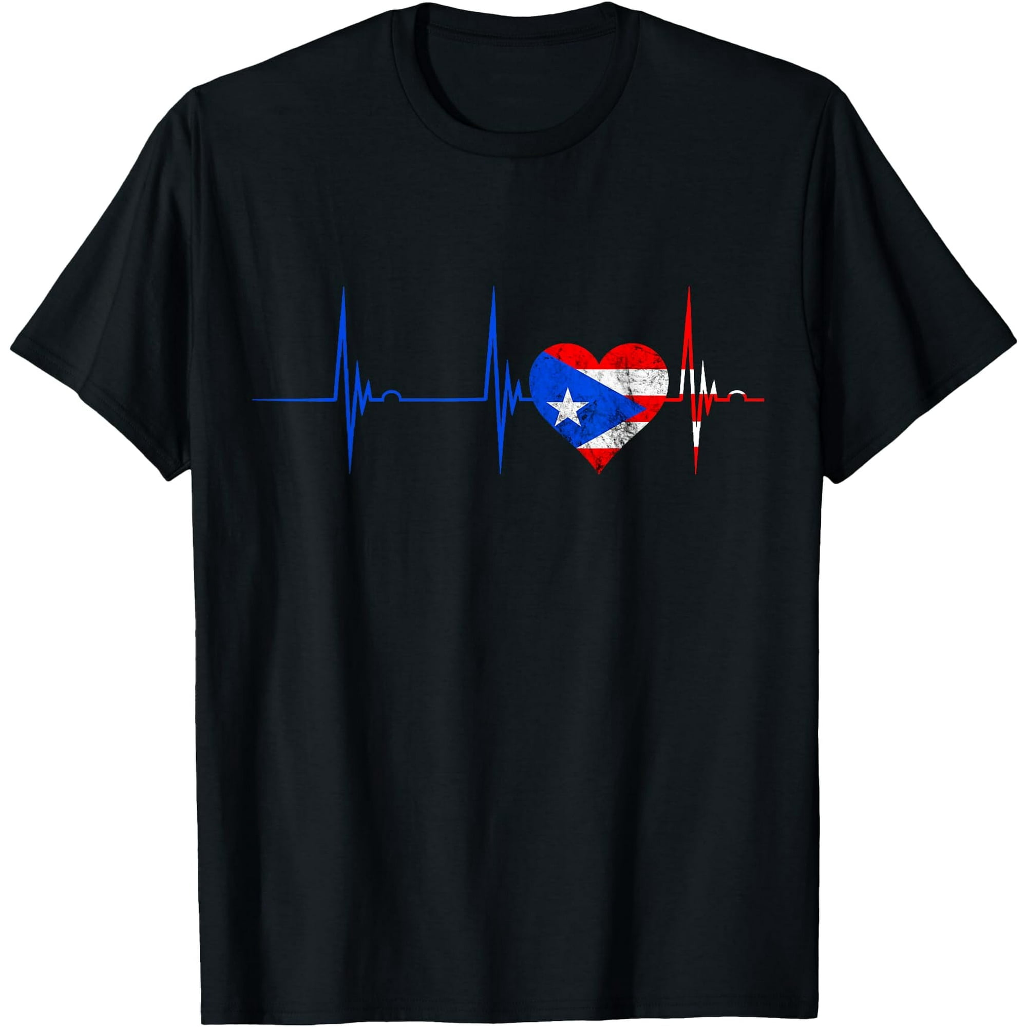 Puerto Rico Heart Puerto Rican Heartbeat ECG Pulse Boricua T-Shirt ...