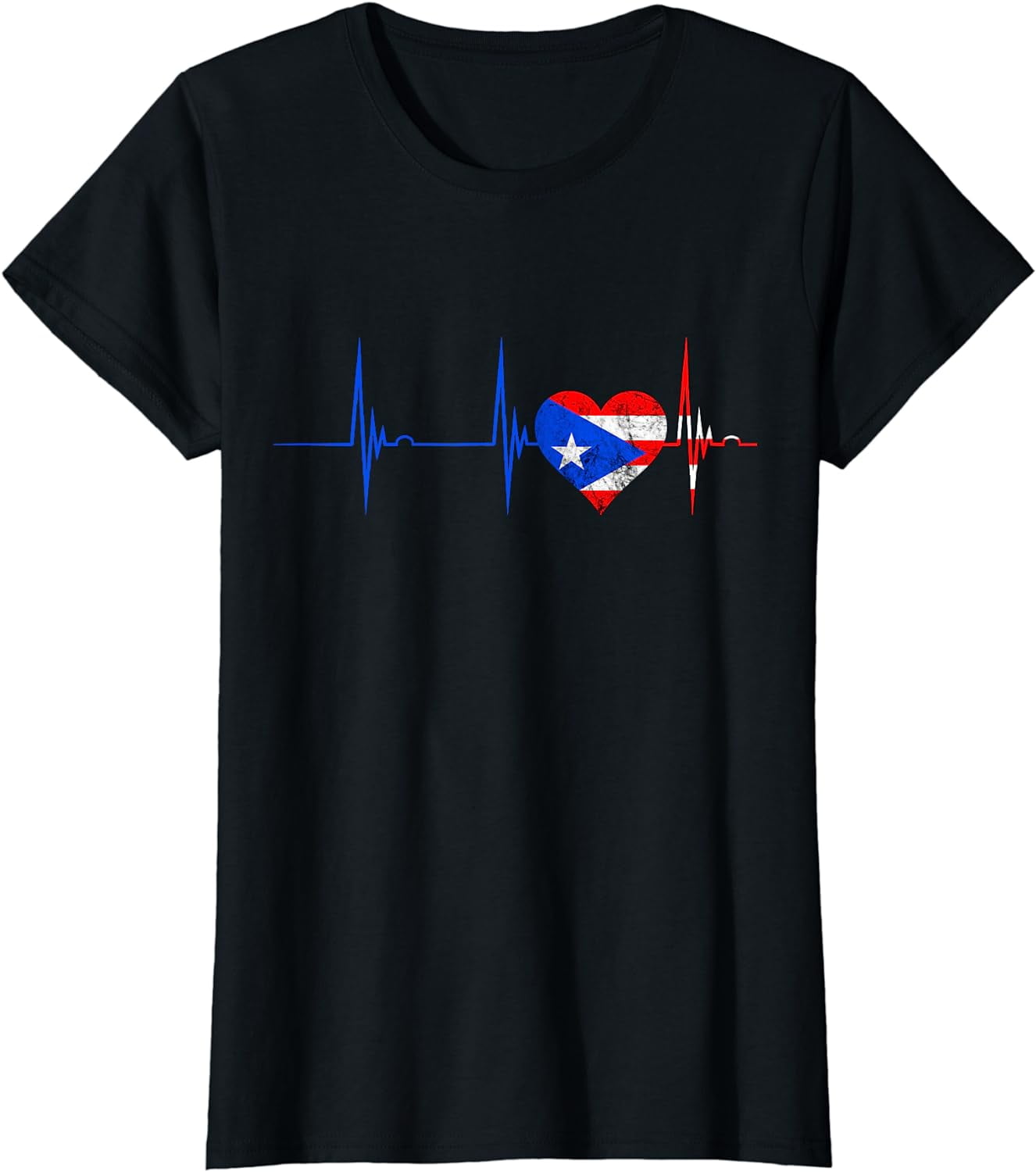 Puerto Rico Heart Puertorro Heartbeat EKG Pulse Puerto Rican T-Shirt - Walmart.com