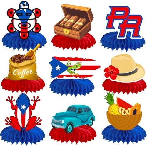 Puerto Rico Honeycomb Centerpieces 12PCS Puerto Rico Theme Party ...