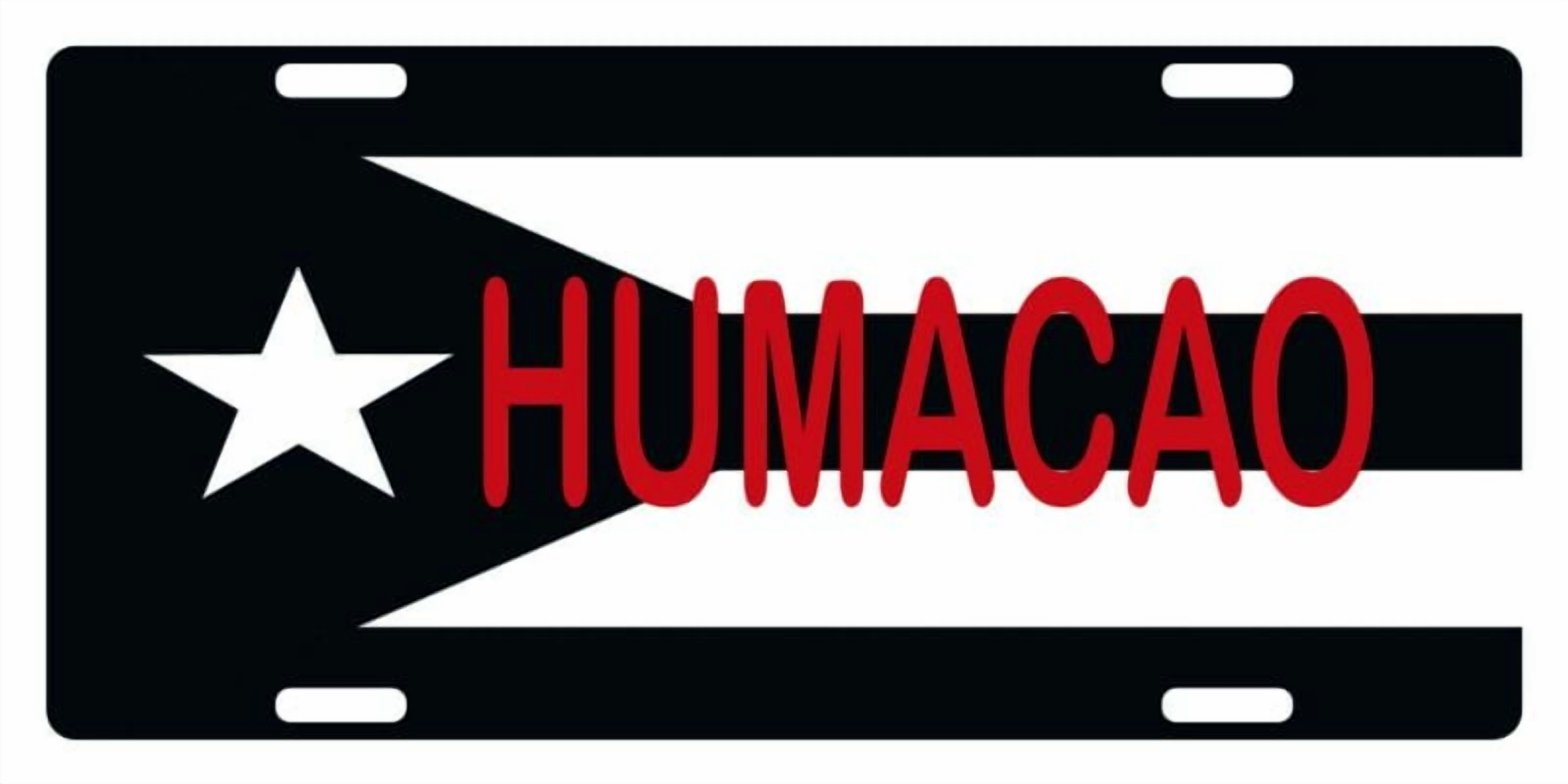 Puerto Rico Humacao Flag License Plate Black & White Boricua Emblem ...