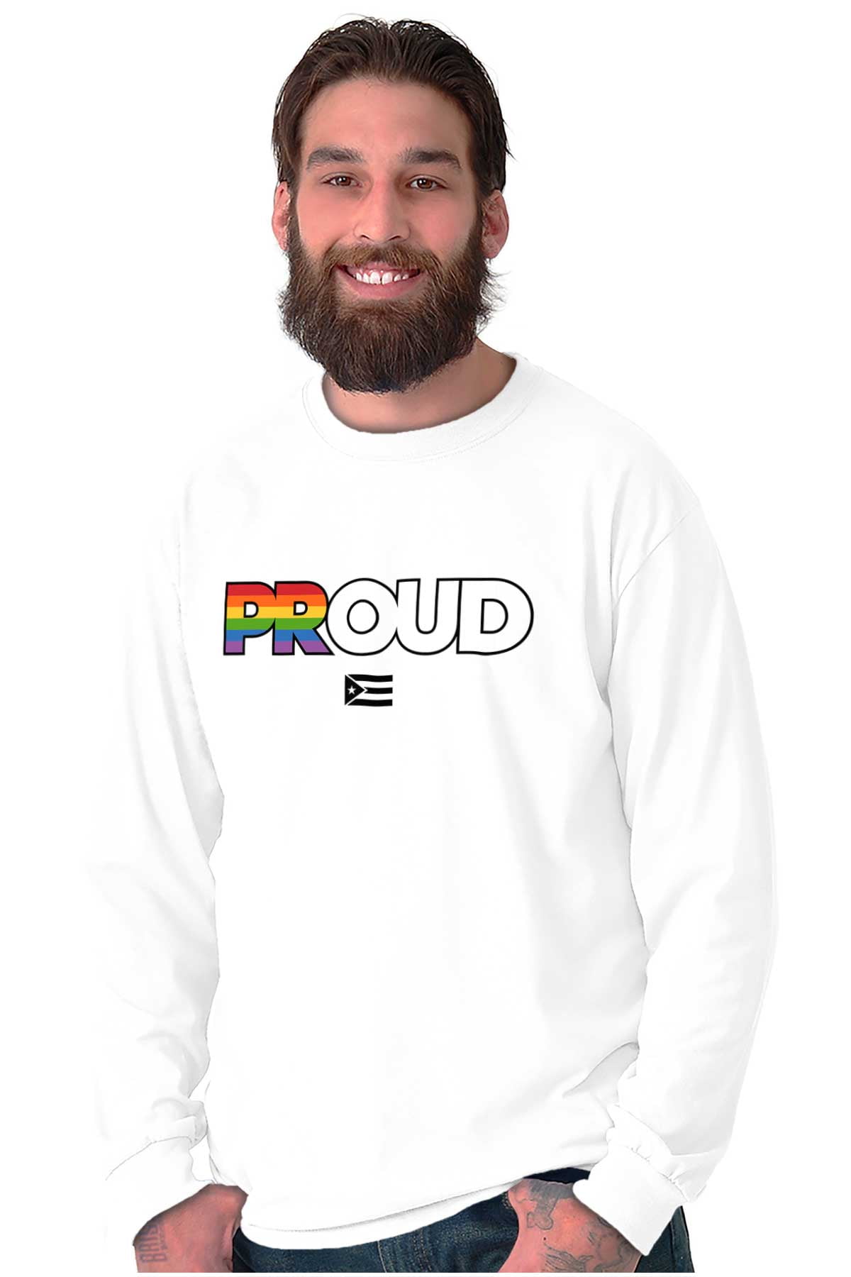 Puerto Rico LGBTQ Gay Pride Flag PR Unisex Plus Size Long Sleeve Shirt ...