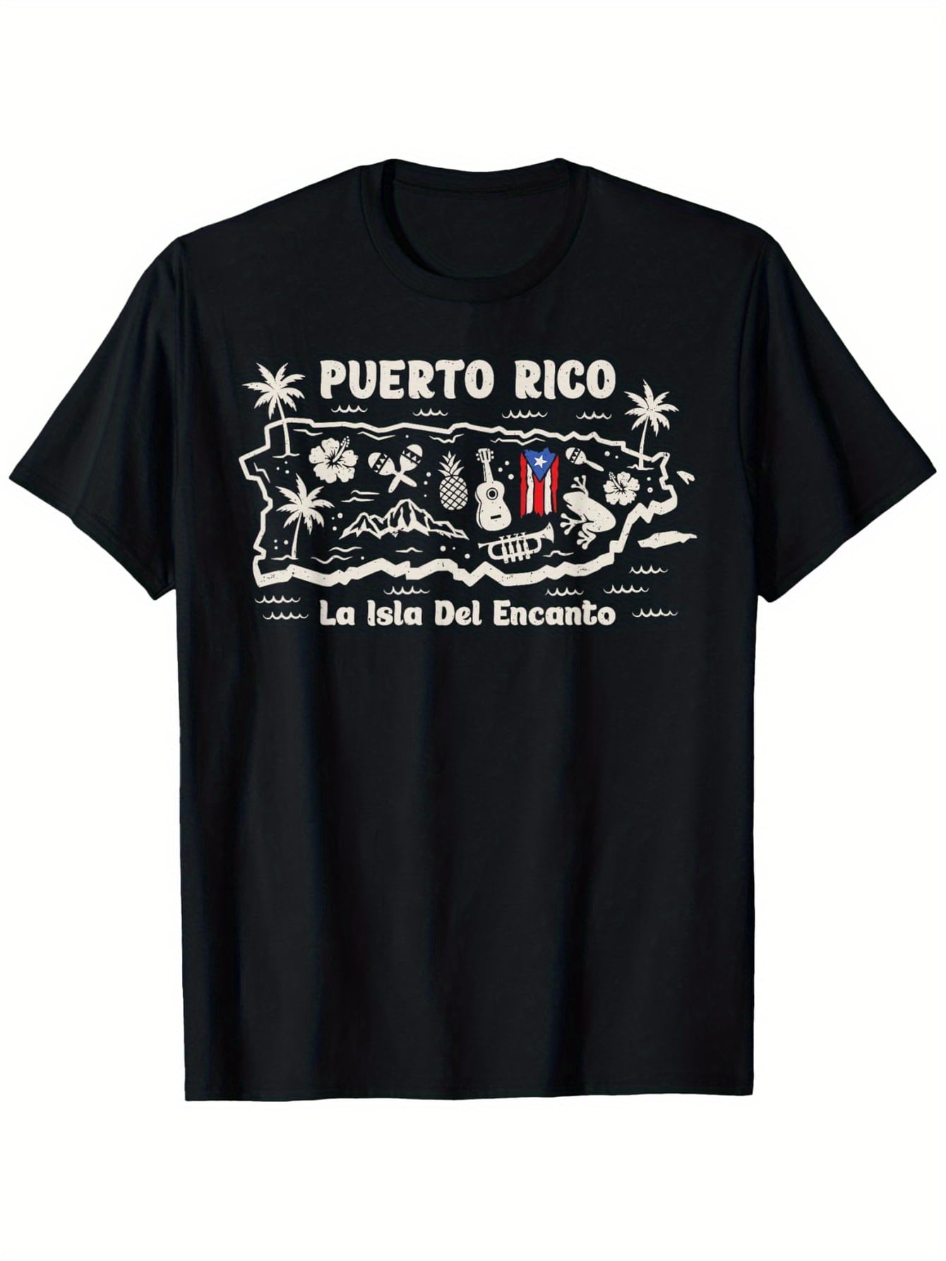 Puerto Rico La Isla Del Encanto Graphic Tshirt with Island Map Symbols ...