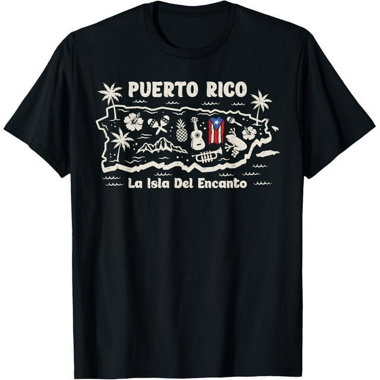Puerto Rico La Isla del Encanto Puerto Rican Flag Retro T-ShirtMen's and women's gift, black and ...