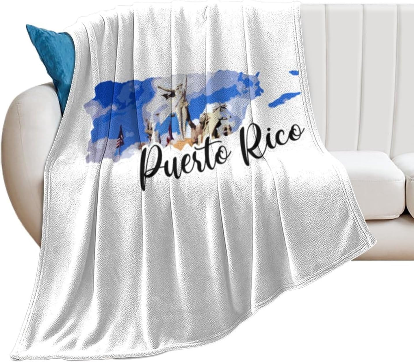 Puerto Rico Landmark Scenery Throw Blanket for Men Women Kids,Map of ...