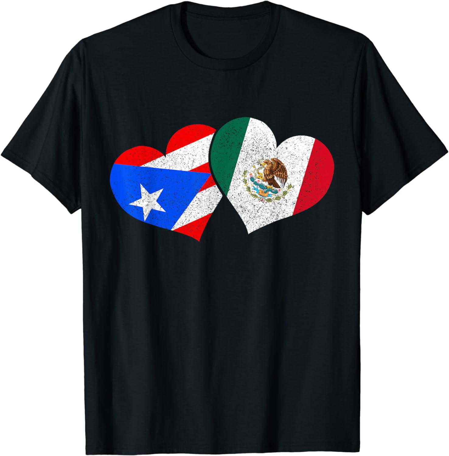 Puerto Rico & Mexico Heart Pride Puerto Rican Mexican Flag T-Shirt ...