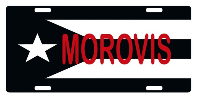 Puerto Rico Morovis Flag License Plate Black & White Boricua Emblem ...