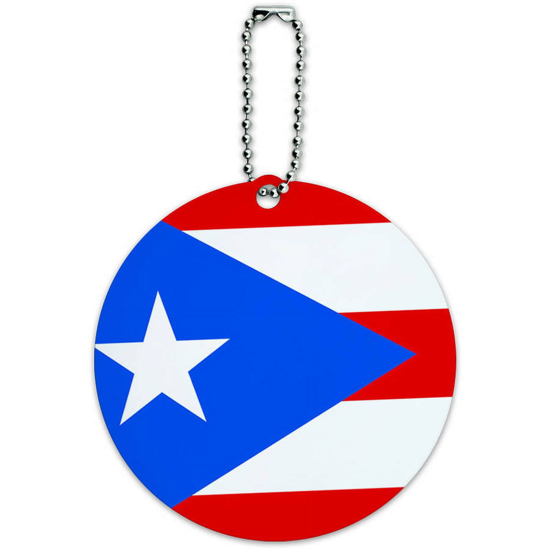 Puerto Rico National Country Flag Round Luggage ID Tag Card for ...