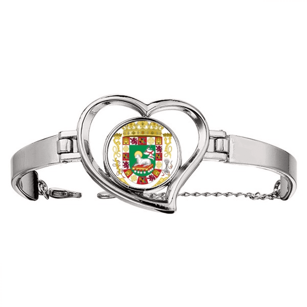 Puerto Rico National Emblem Bracelet Heart Jewelry Wire Bangle ...