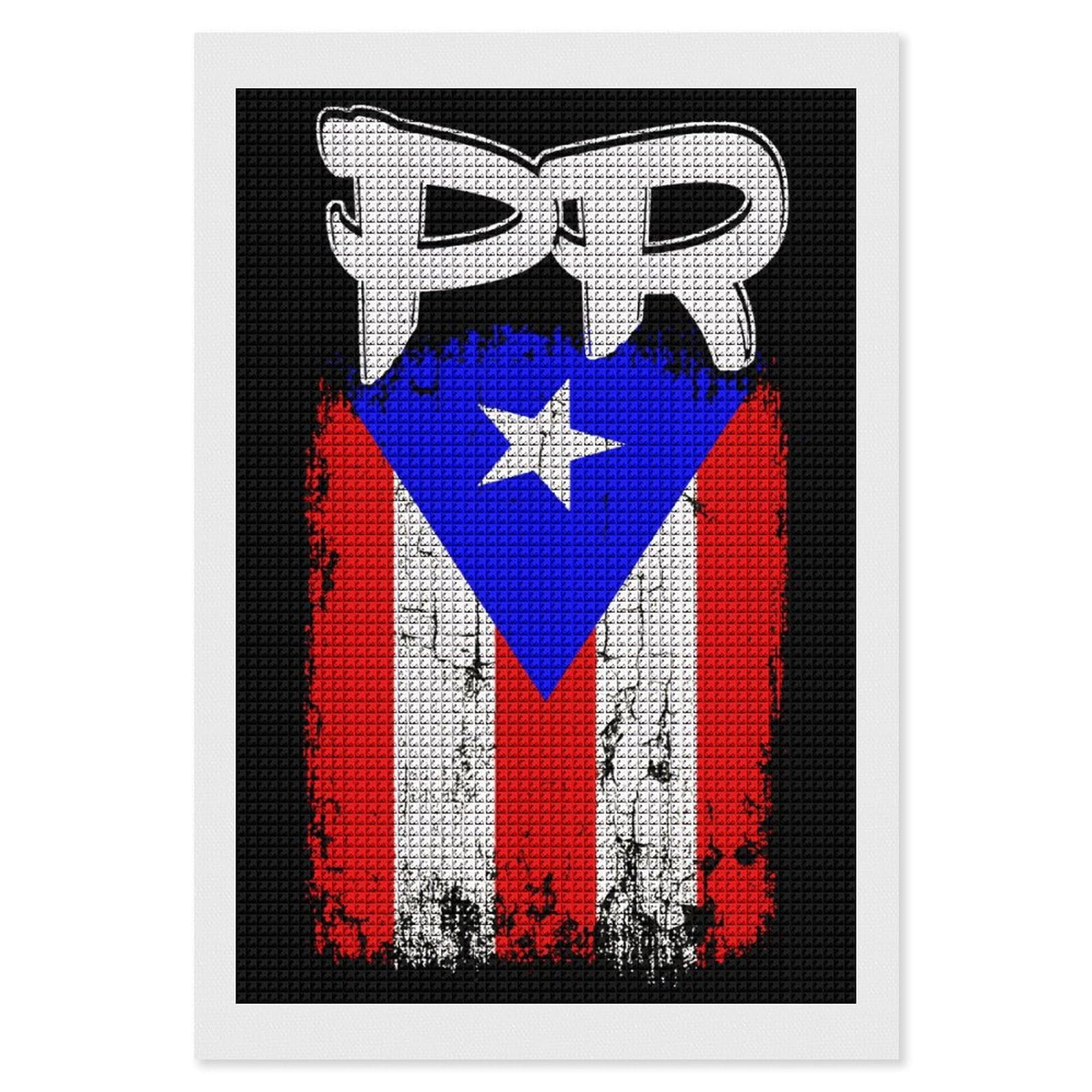 Puerto Rico PR Flag Diamond Art Painting Kits Full Square Drill DIY Picture Art Crafts for Home ...