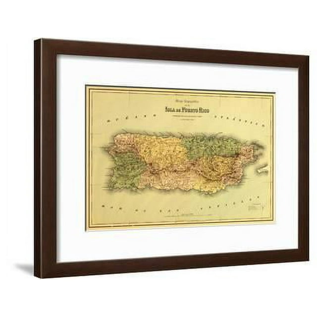 Puerto Rico Panoramic Map, Framed Art Print Wall Art by Lantern Press ...