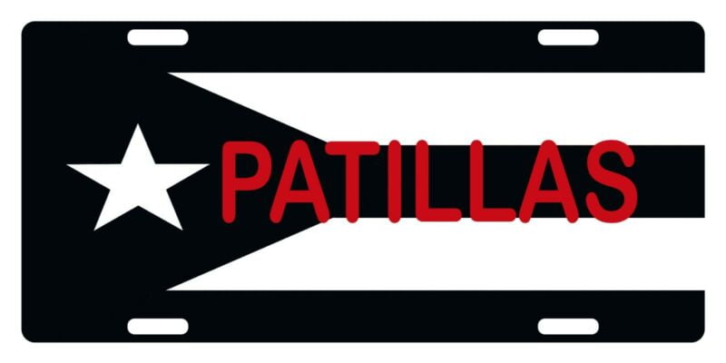 Puerto Rico Patillas Flag License Plate Black & White Boricua Emblem ...