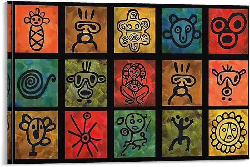 Puerto Rico Poster Symbols Wall Art Picture Puerto Rico Symbols Poster Canvas Vintage Home Decor ...