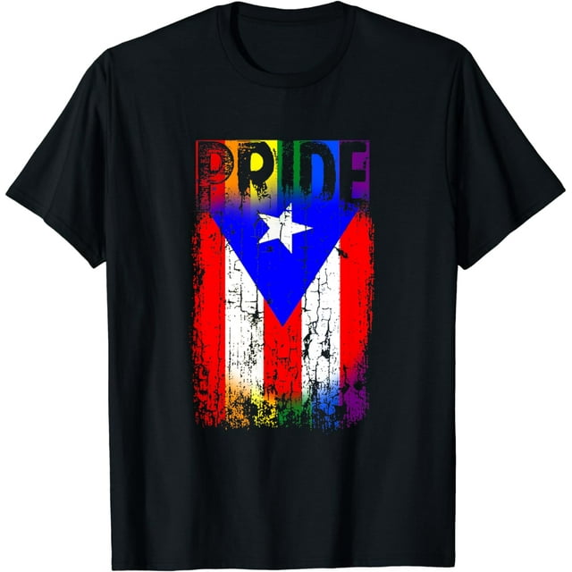 Puerto Rico Rican Gay Pride Flag LGBTQ Boricua Distressed T-Shirt ...