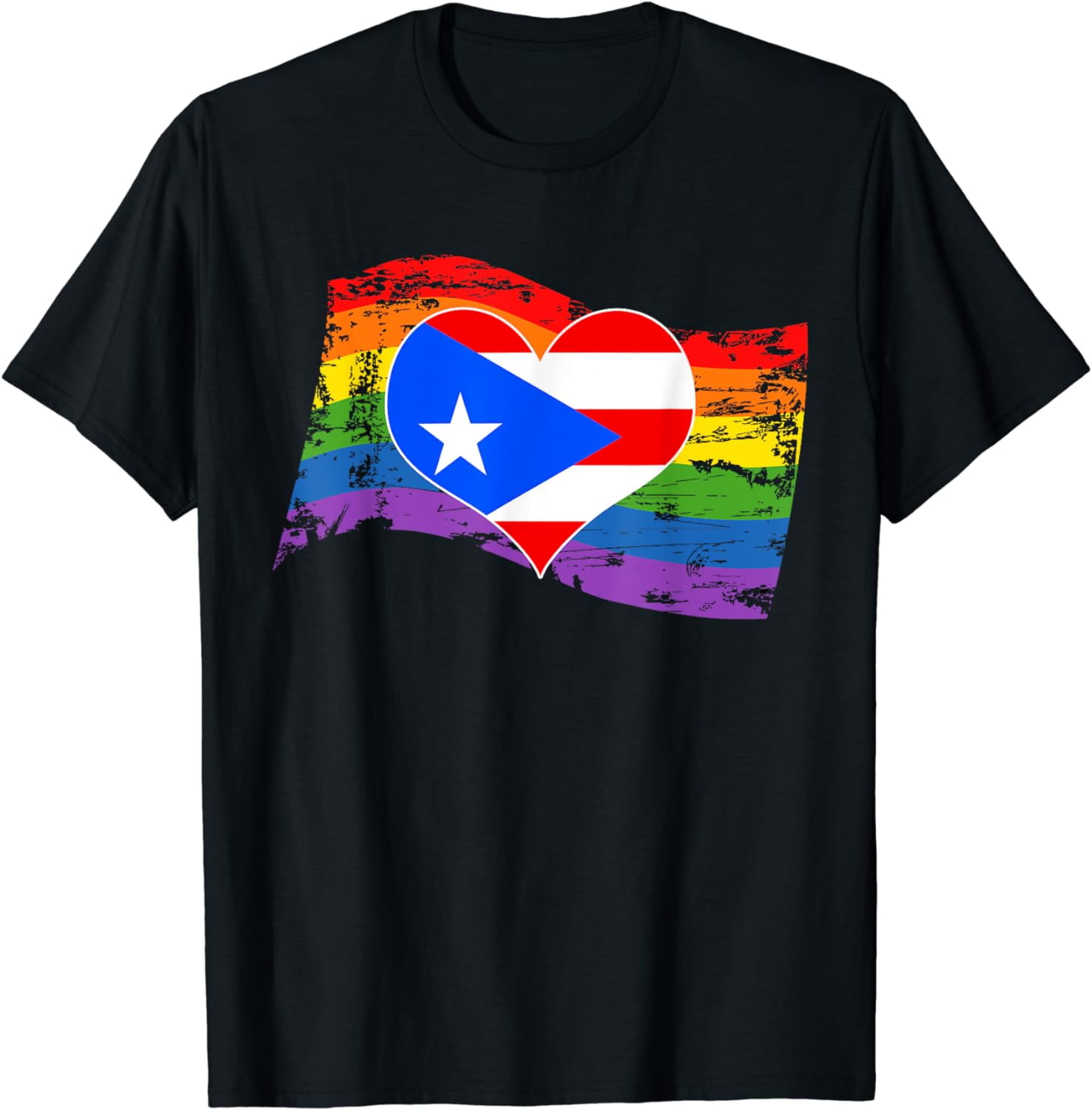 Puerto Rico Rican Gay Pride Flag T Shirt LGBT Distressed - Walmart.com
