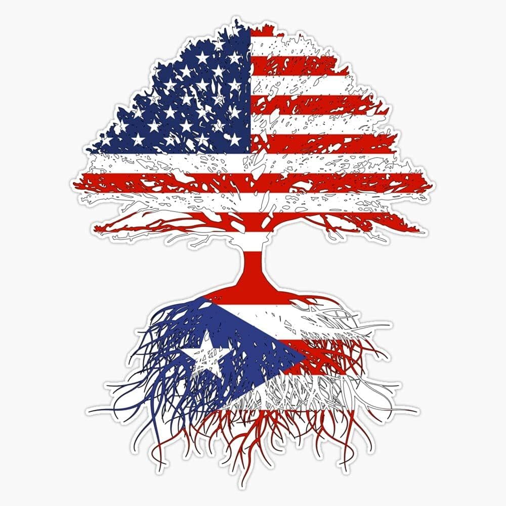 Puerto Rico Rican Roots Family Immigrant Flag Usa Gift Vinyl Decal Wall ...