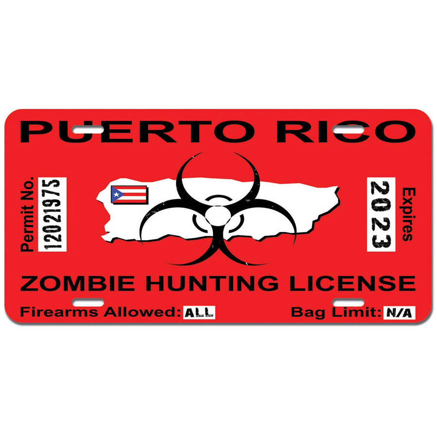 Puerto Rico Rican Zombie Hunting License Permit Red - Biohazard ...
