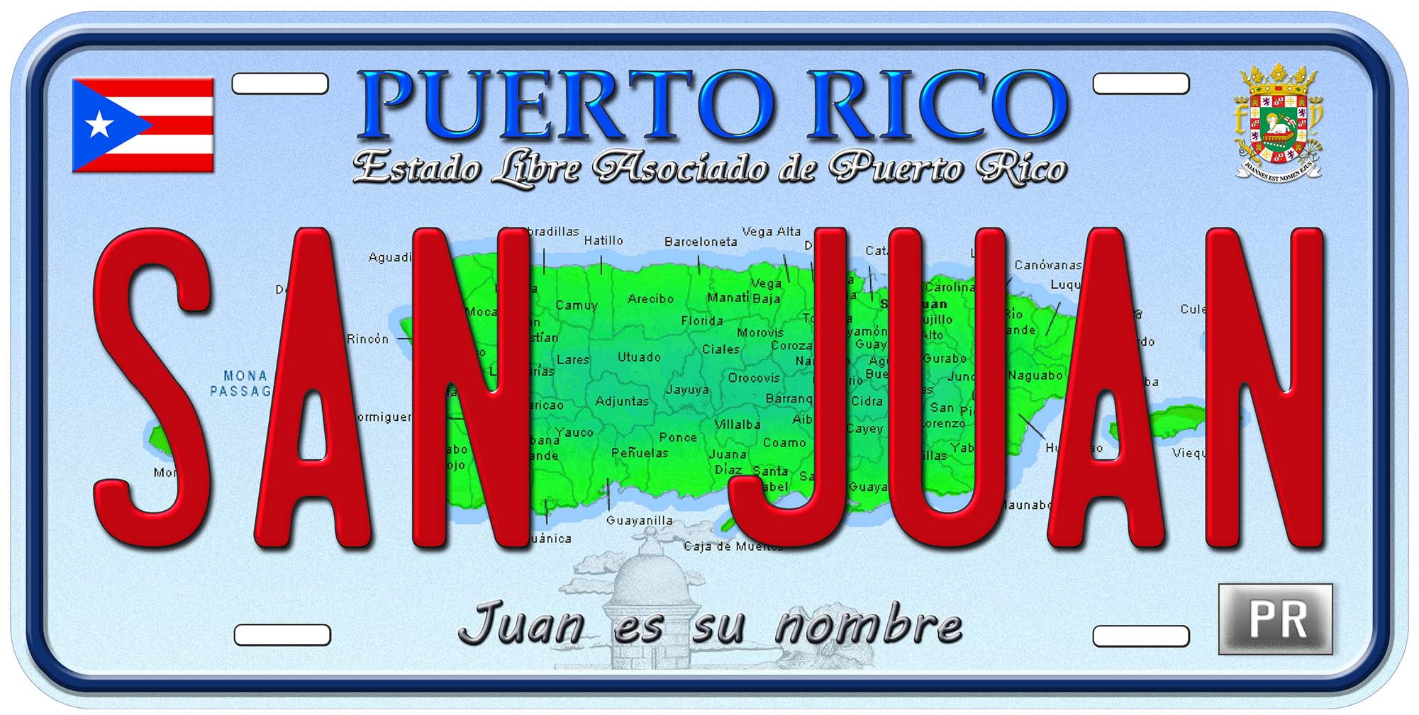 Puerto Rico San Juan Custom Caribbean Novelty Car License Plate ...