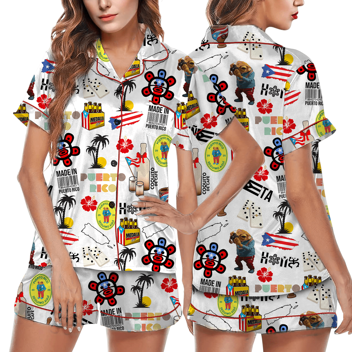 Puerto Rico Satin Pajama Set For Women - Walmart.com