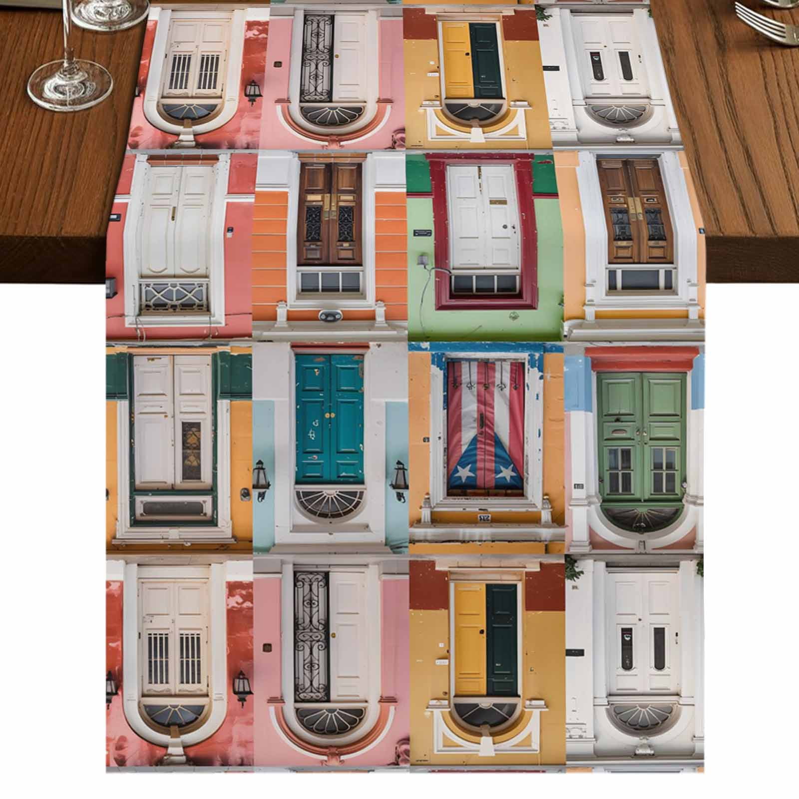 Puerto Rico Table Runner 90 Inches Long, Vintage Boho Style Door Gates ...