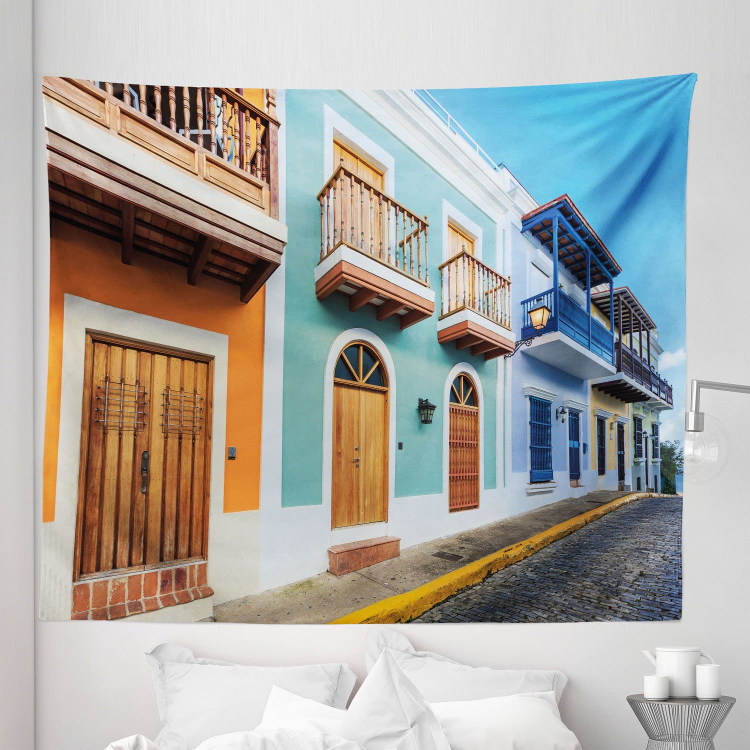 Puerto Rico Tapestry, Street in Old San Juan with Colorful Houses by ...