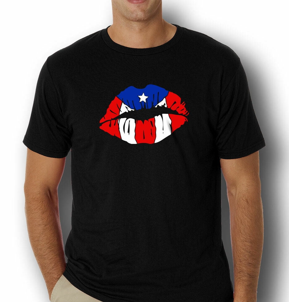Puerto Rico Tee T-Shirt 100% Cotton Puerto Rican Flag with Lips ...