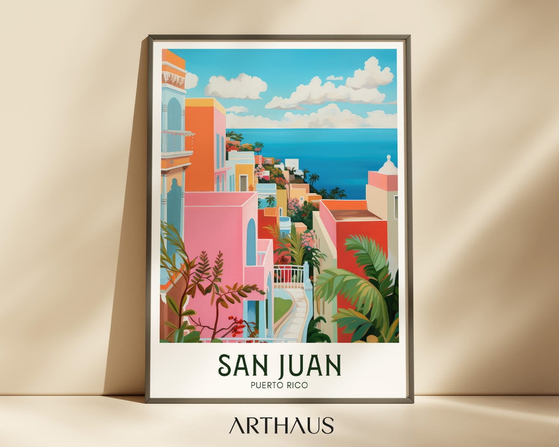 Puerto Rico Travel Poster San Juan Wall Art Mid Century Modern Wall Art ...