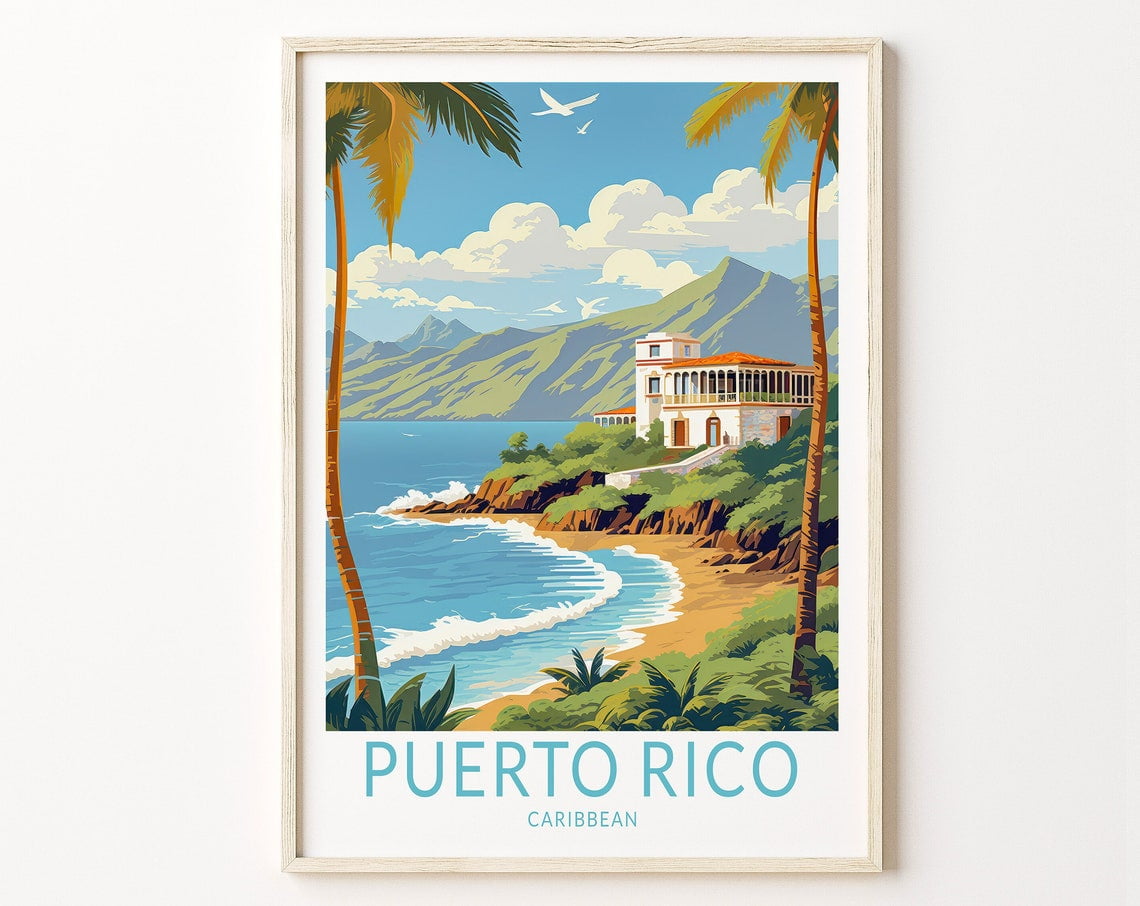 Puerto Rico Travel Poster Wall Art, Puerto Rico Coastal Poster, Puerto ...