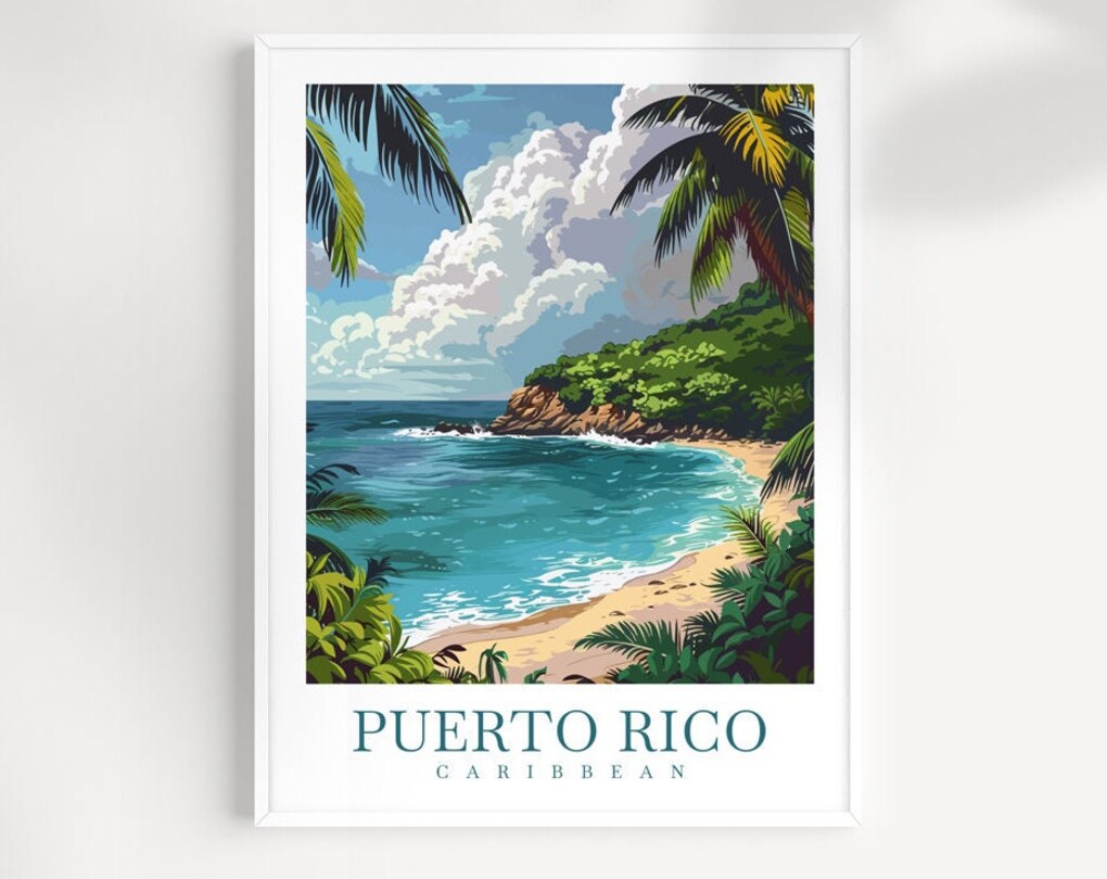 Puerto Rico Travel Print Puerto Rico Poster Caribbean Wall Hanging ...