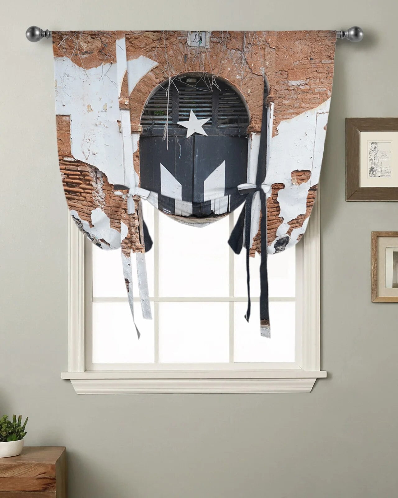 Puerto Rico Wooden Door Oil Painting Kitchen Short Window Curtain ...