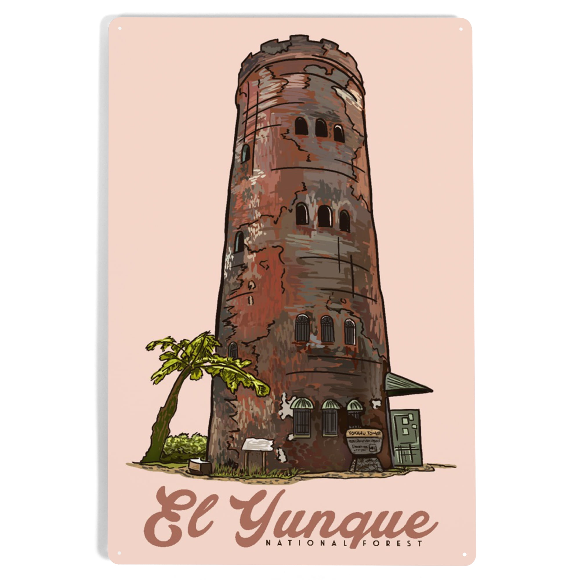 Puerto Rico, Yokahu Observation Tower, El Yunque National Forest, Pink ...
