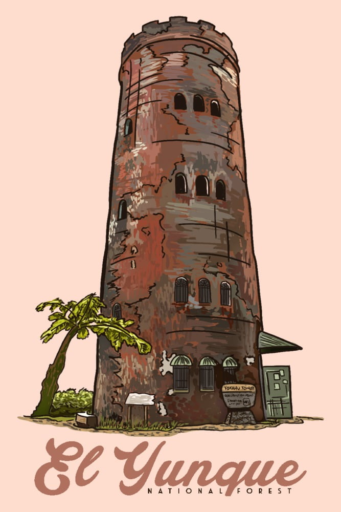 Puerto Rico, Yokahu Observation Tower, El Yunque National Forest, Pink ...