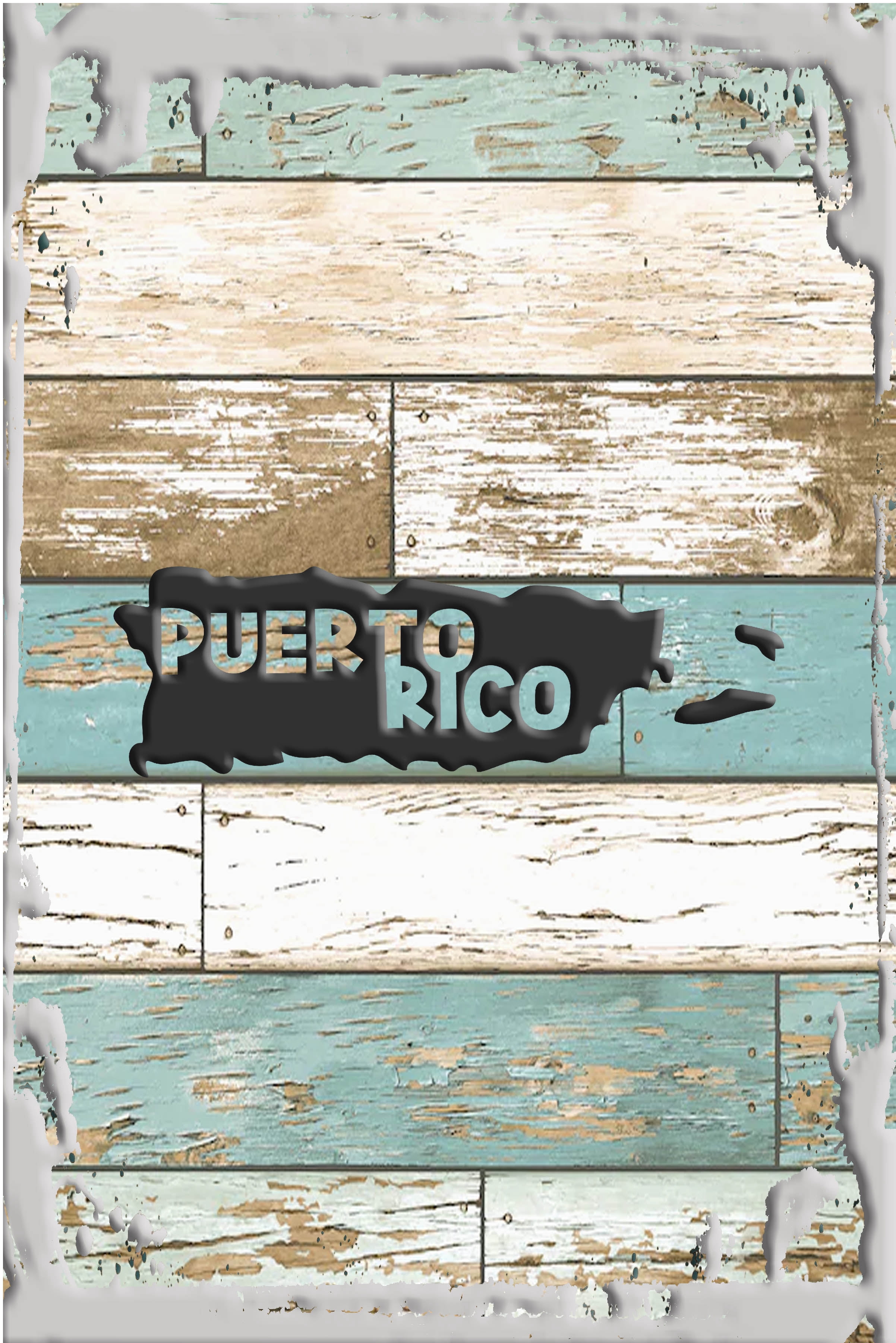 Puerto Rico map silhouette home hometown caribbean island White Wall ...