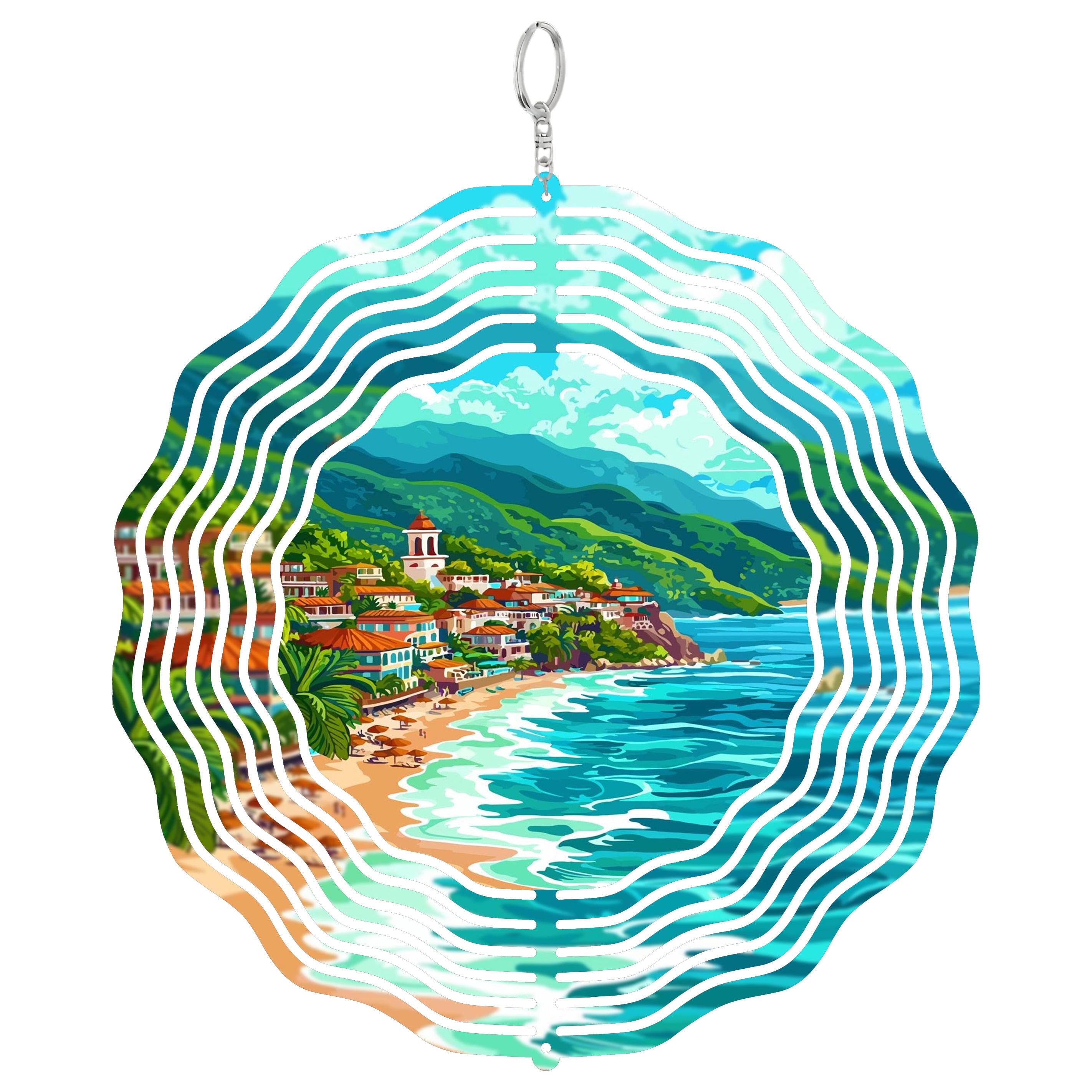 Puerto Vallarta Mexico Church View 3D Wind Spinner Stainless Steel ...
