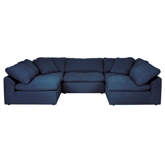 Puff 5 Pc Slipcovered Modular Sectional Sofa Performance Fabric Navy ...