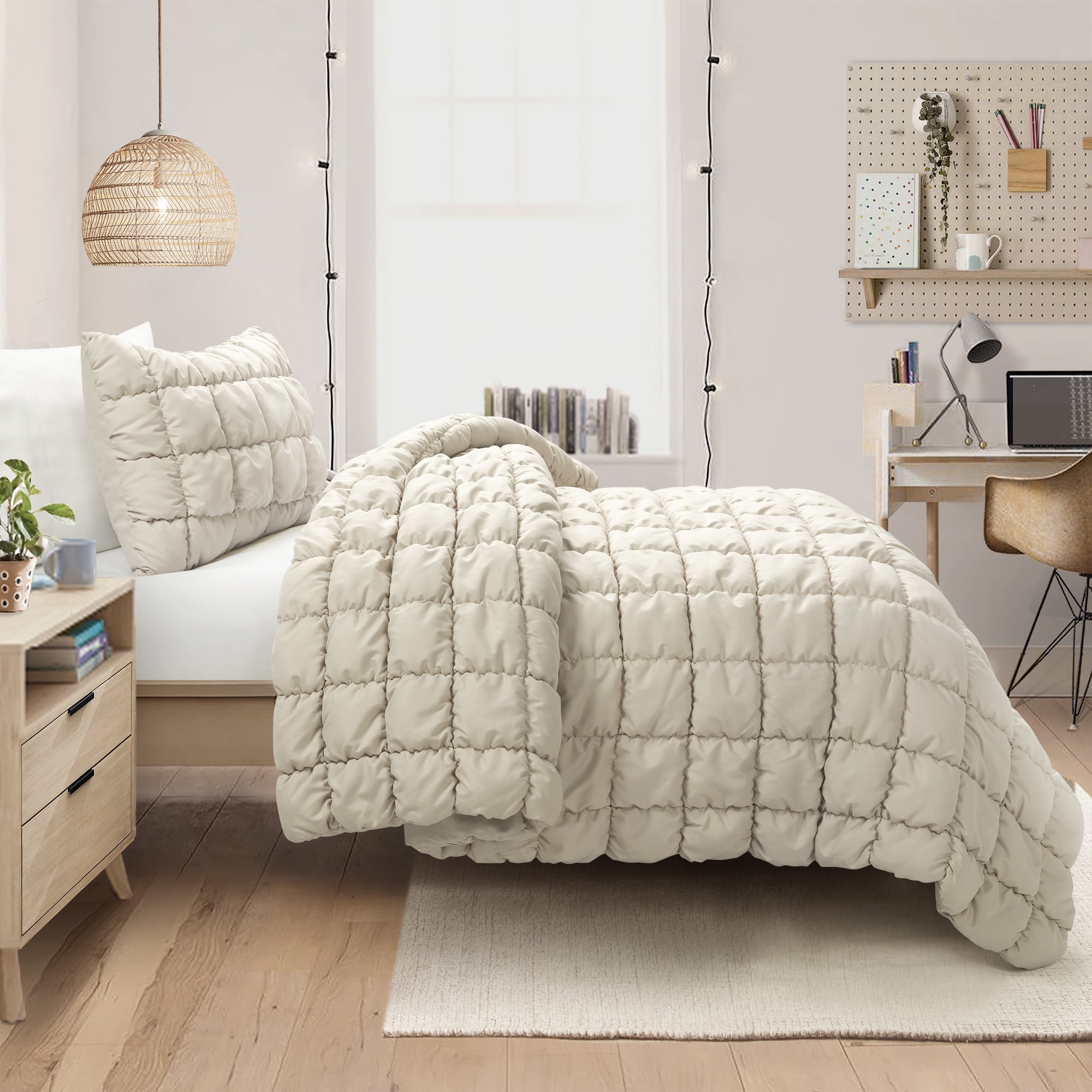 Puff Comforter Set Neutral 2Pc Set Twin XL - Walmart.com
