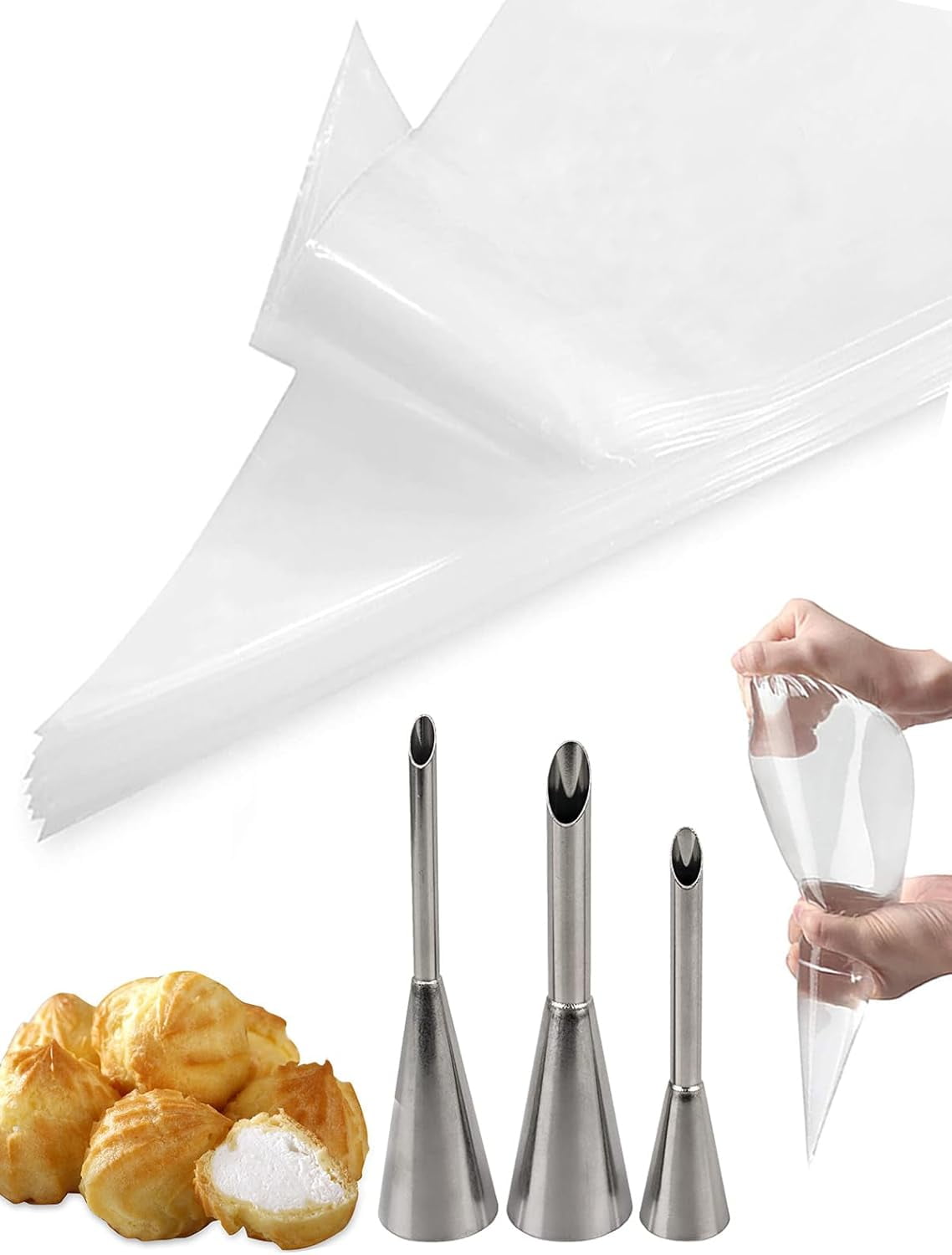 Puff Cream Filling Piping Tip 3 Pcs,Cupcake Filler Tool with 20 ...