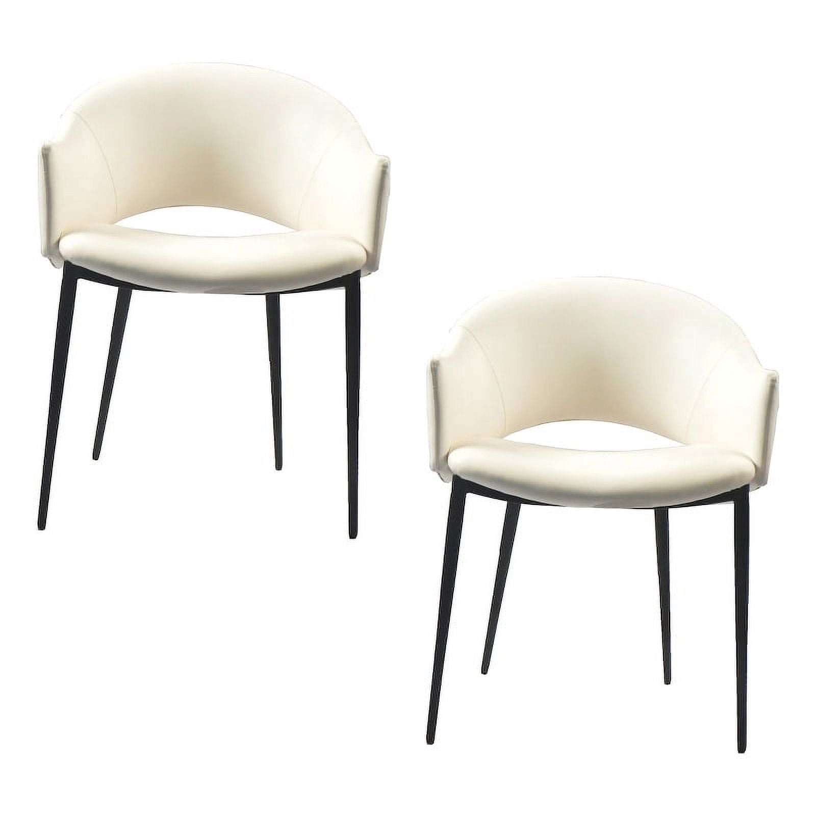 Puff Paste Harmony Cream Upholstery Dining Chair with Conic Legs (Set ...