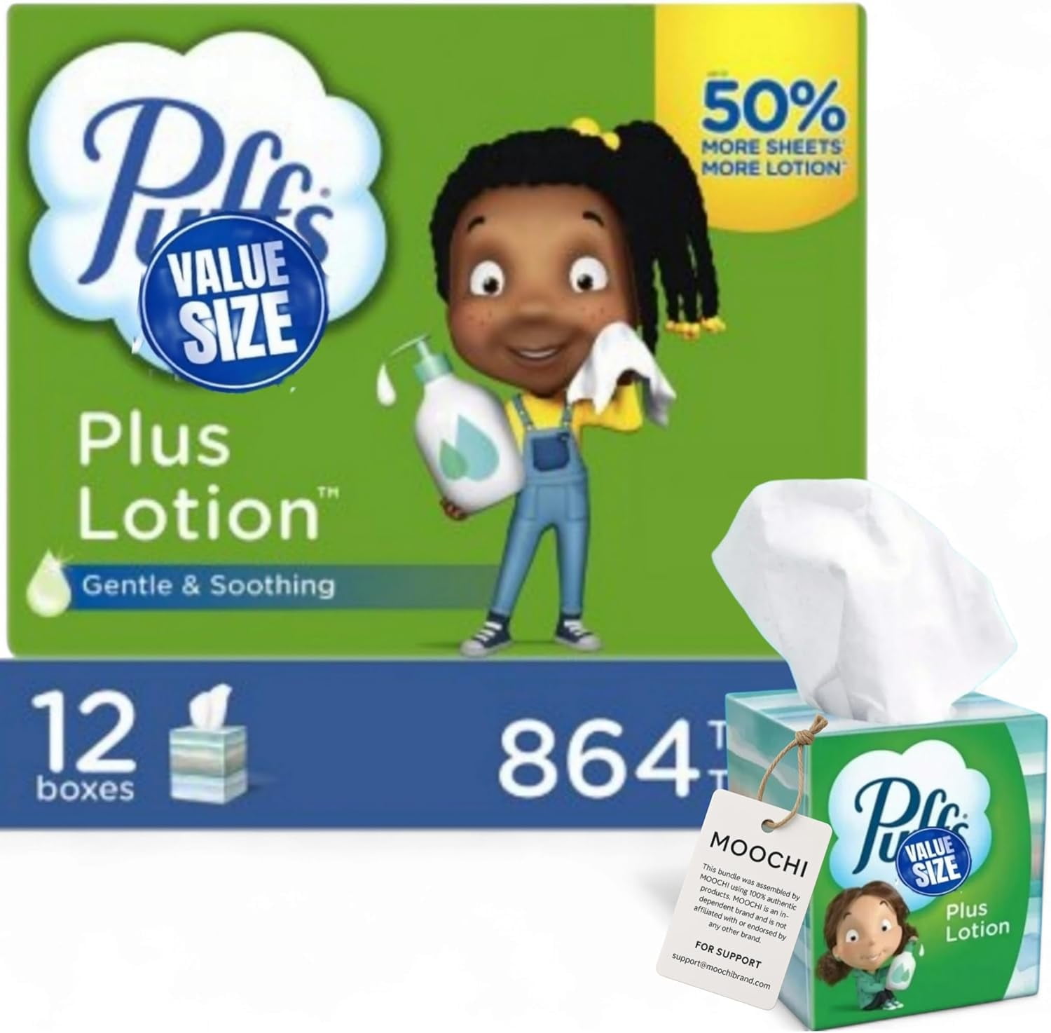 Puff- Plus Lotion Facial Tissue Pack – 12 Boxes (864 Tissues Total ...