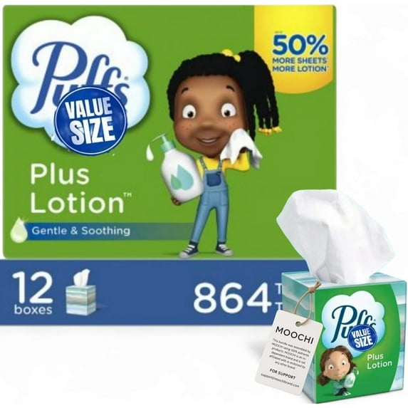 Puff- Plus Lotion Facial Tissue Pack – 12 Boxes (864 Tissues Total ...